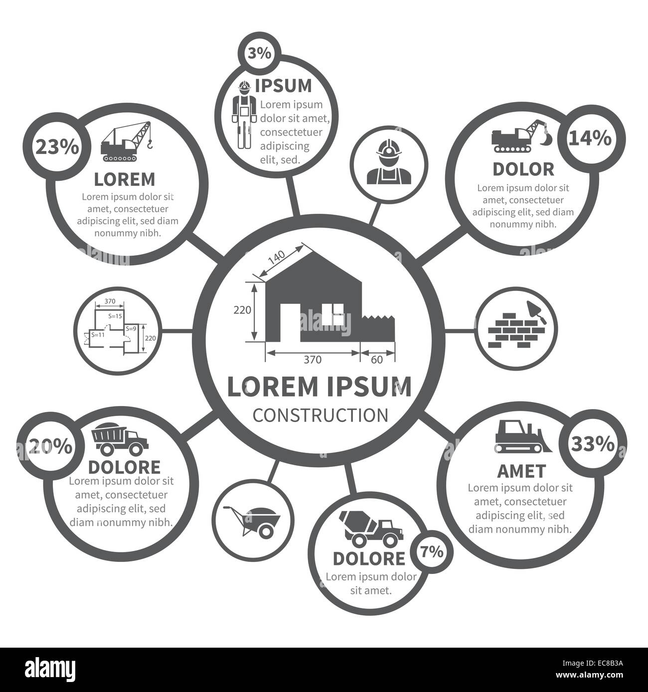 Construction infographics elements for presentation vector illustration ...