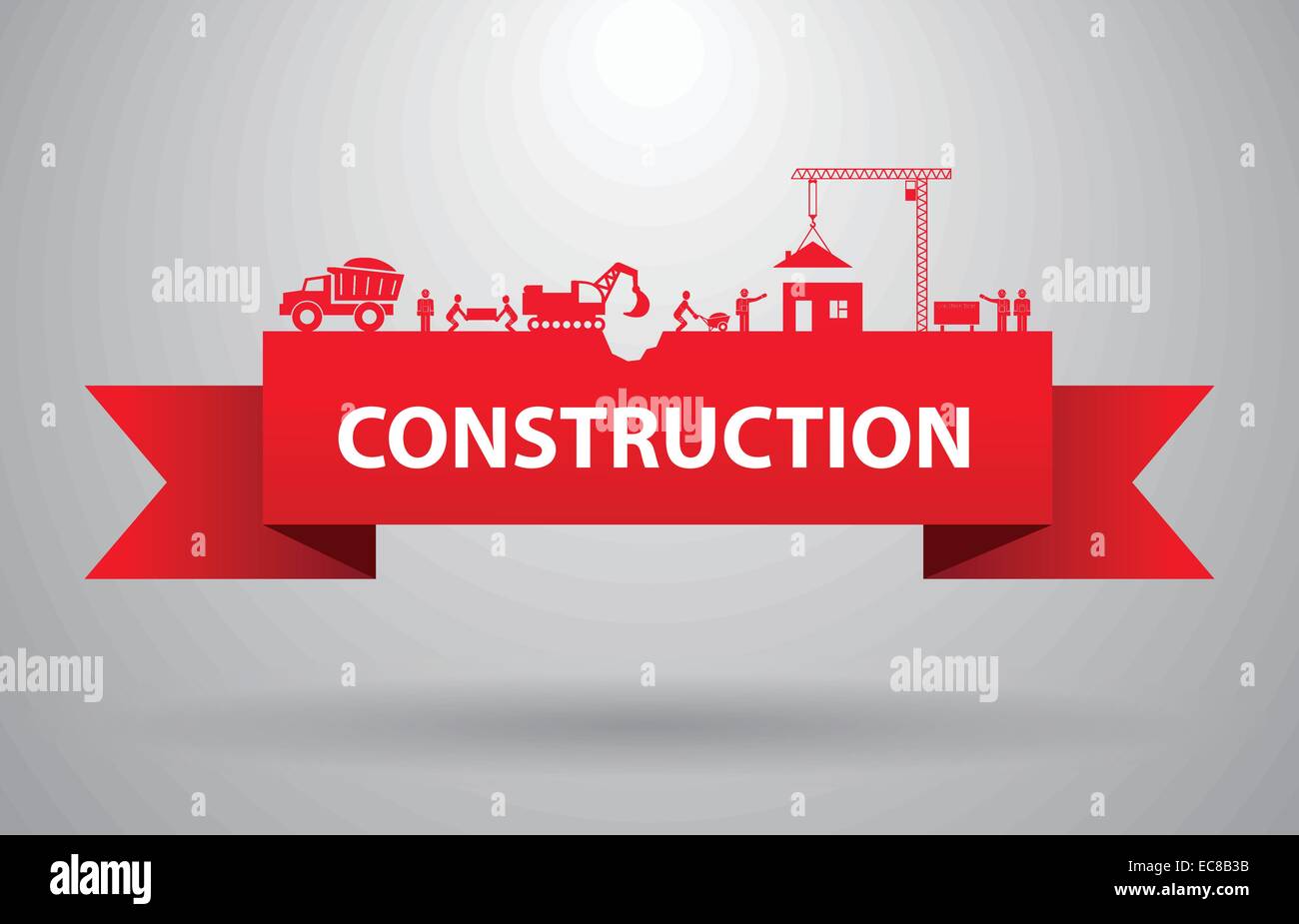 Red construction banner for infographics title or presentation vector ...