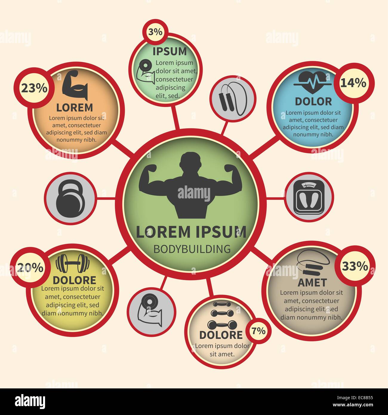 Fitness bodybuilding sport infographics design elements set for ...