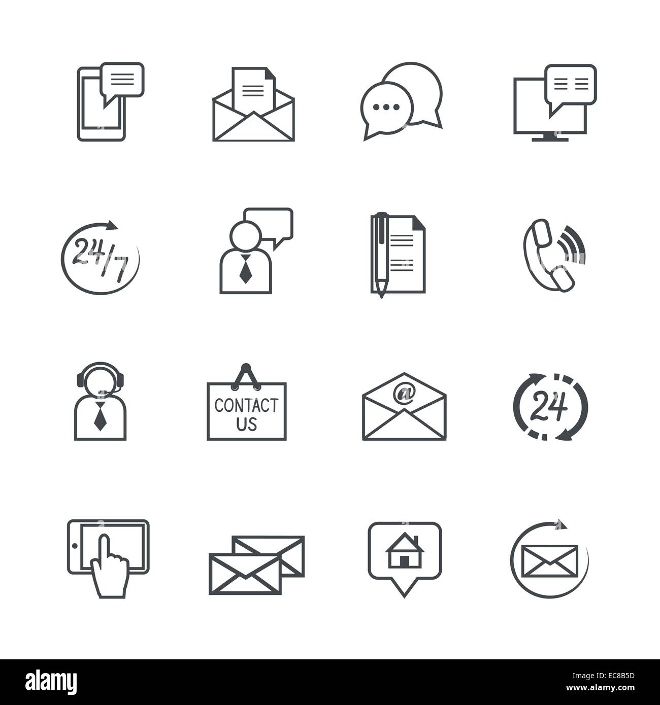 Customer support service contact us pictograms collection isolated ...