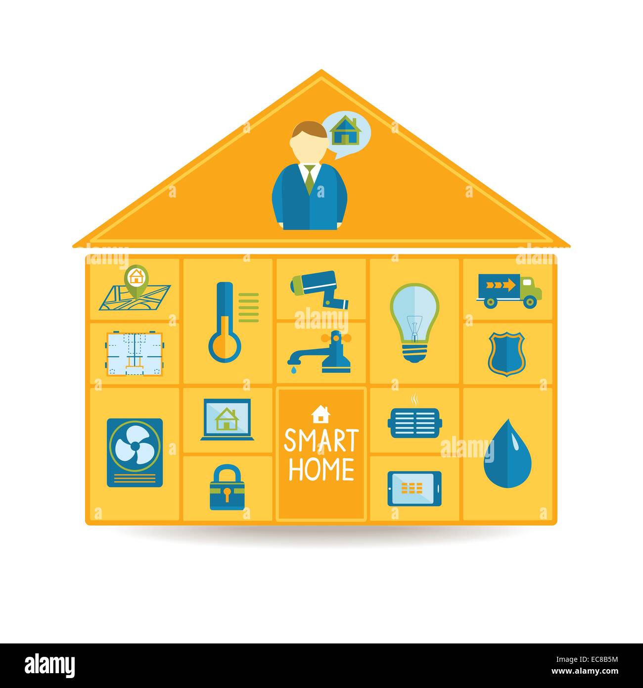 Smart home automation technology concept with utilities icons of waste ...