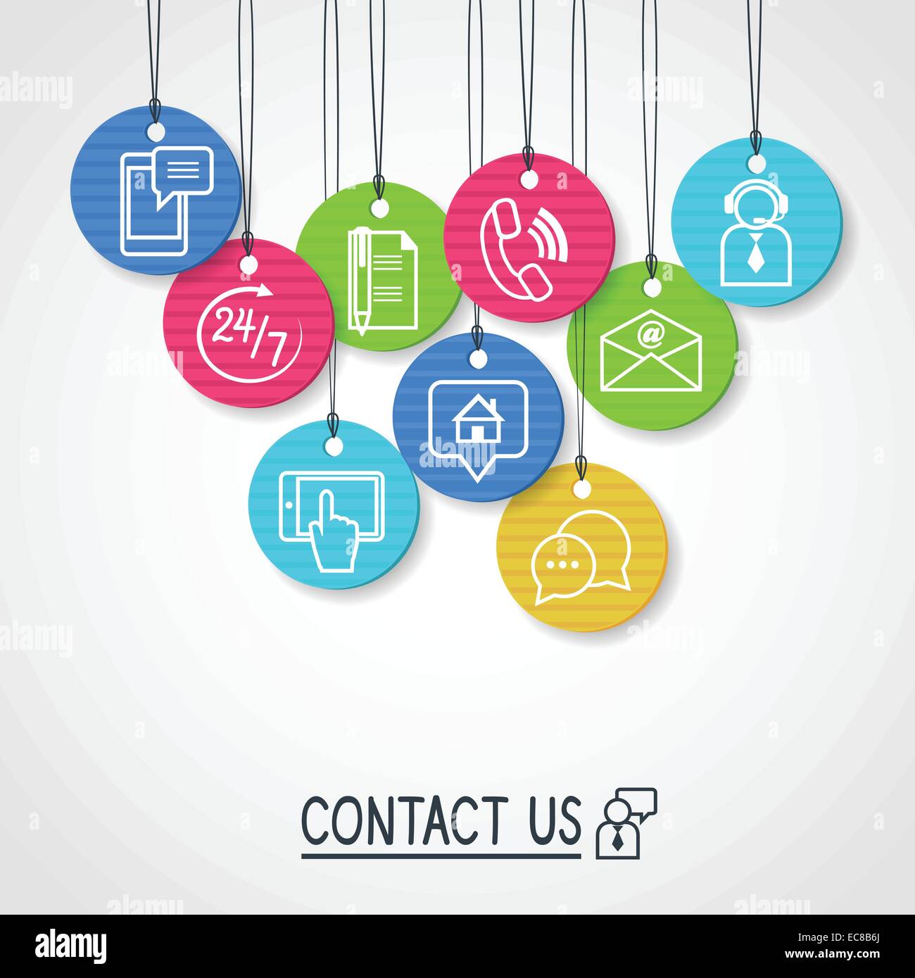 Contact us cardboard labels and tags set of email phone communication ...