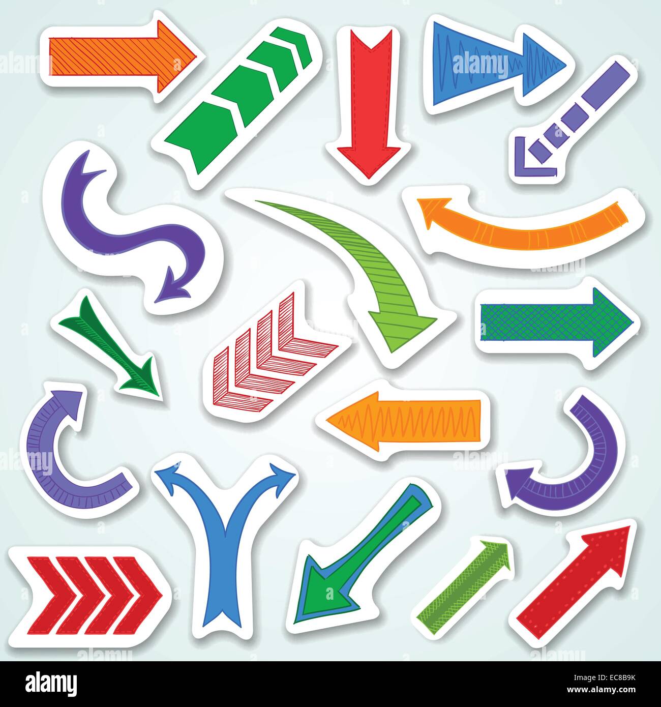 Colored arrows decorative elements sticker collection isolated vector ...