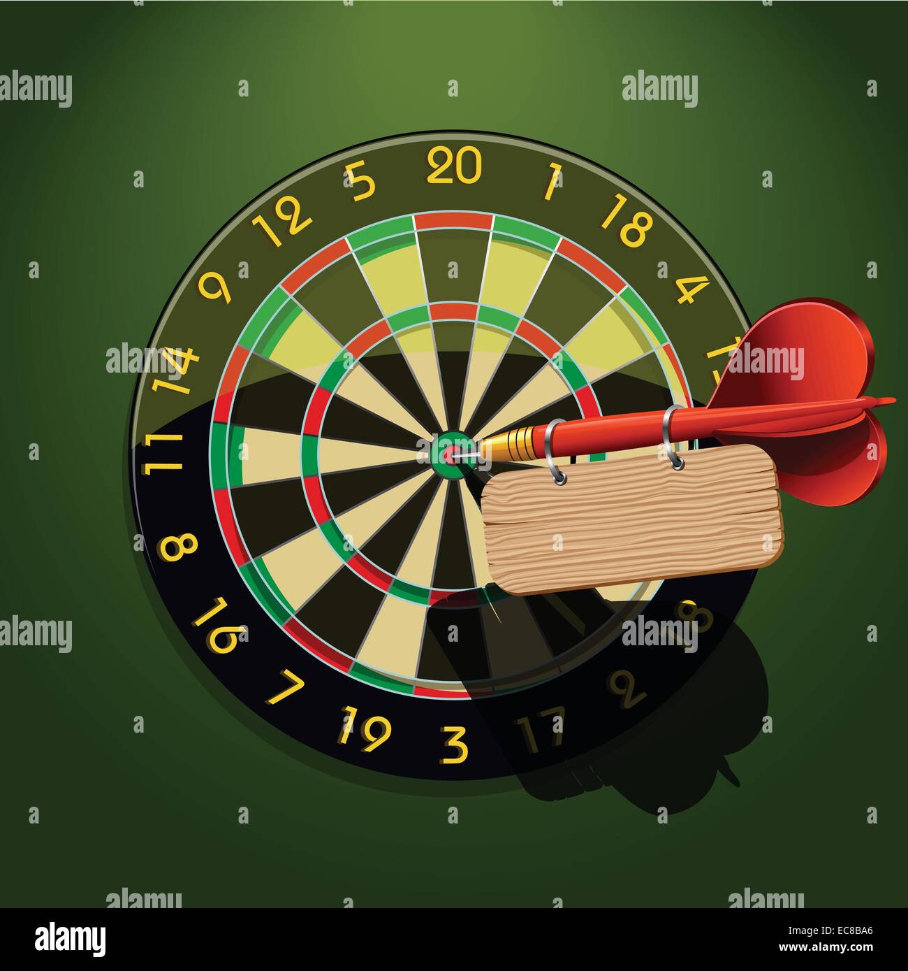 Dartboard with dart and blank table template in the center concept goal ...