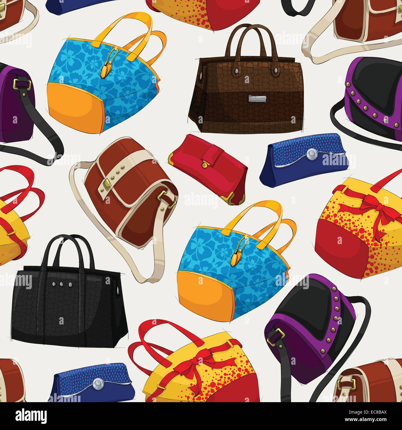Seamless woman's fashion bags pattern background vector illustration ...