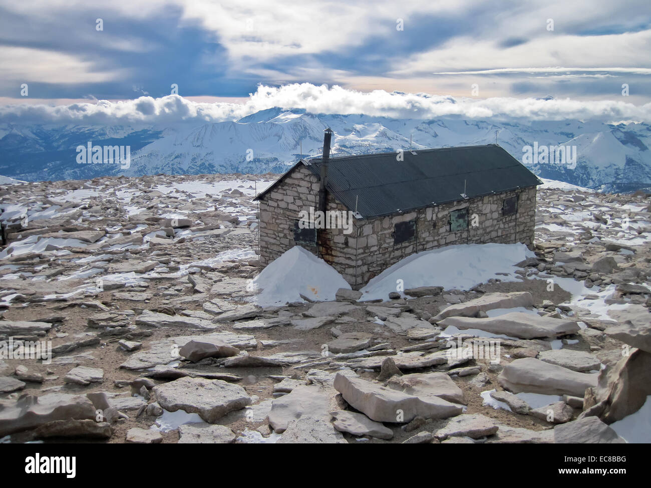 Isolated Alpine Hut on the Summit of Mt. Whitney, California, USA Stock ...