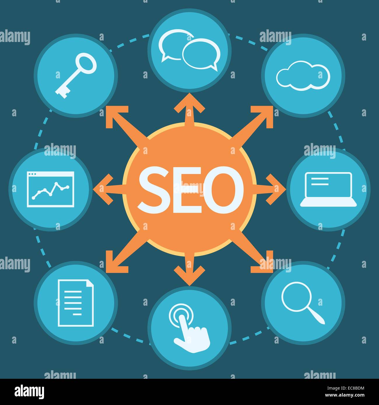 SEO marketing concept emblem isolated vector illustration Stock Vector ...