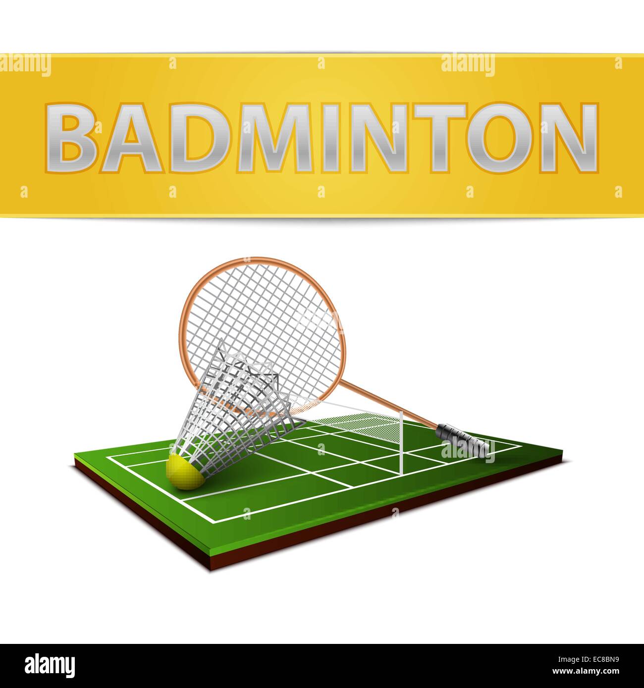 Realistic badminton shuttlecock and racket emblem isolated vector ...