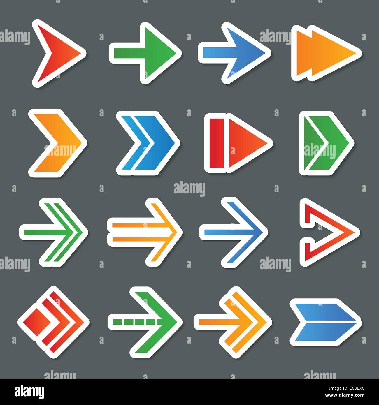 Arrows symbols colorful icons stickers collection internet set isolated ...