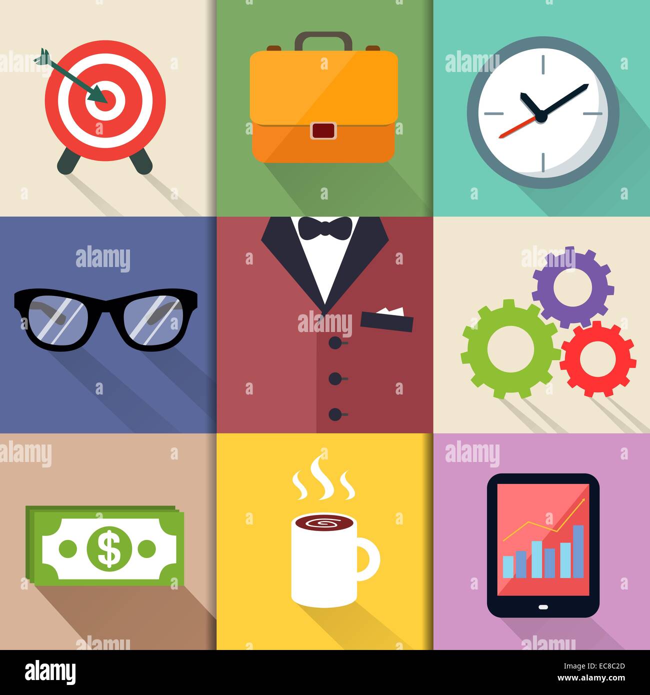 Illustration clock cogs Stock Vector Images - Alamy