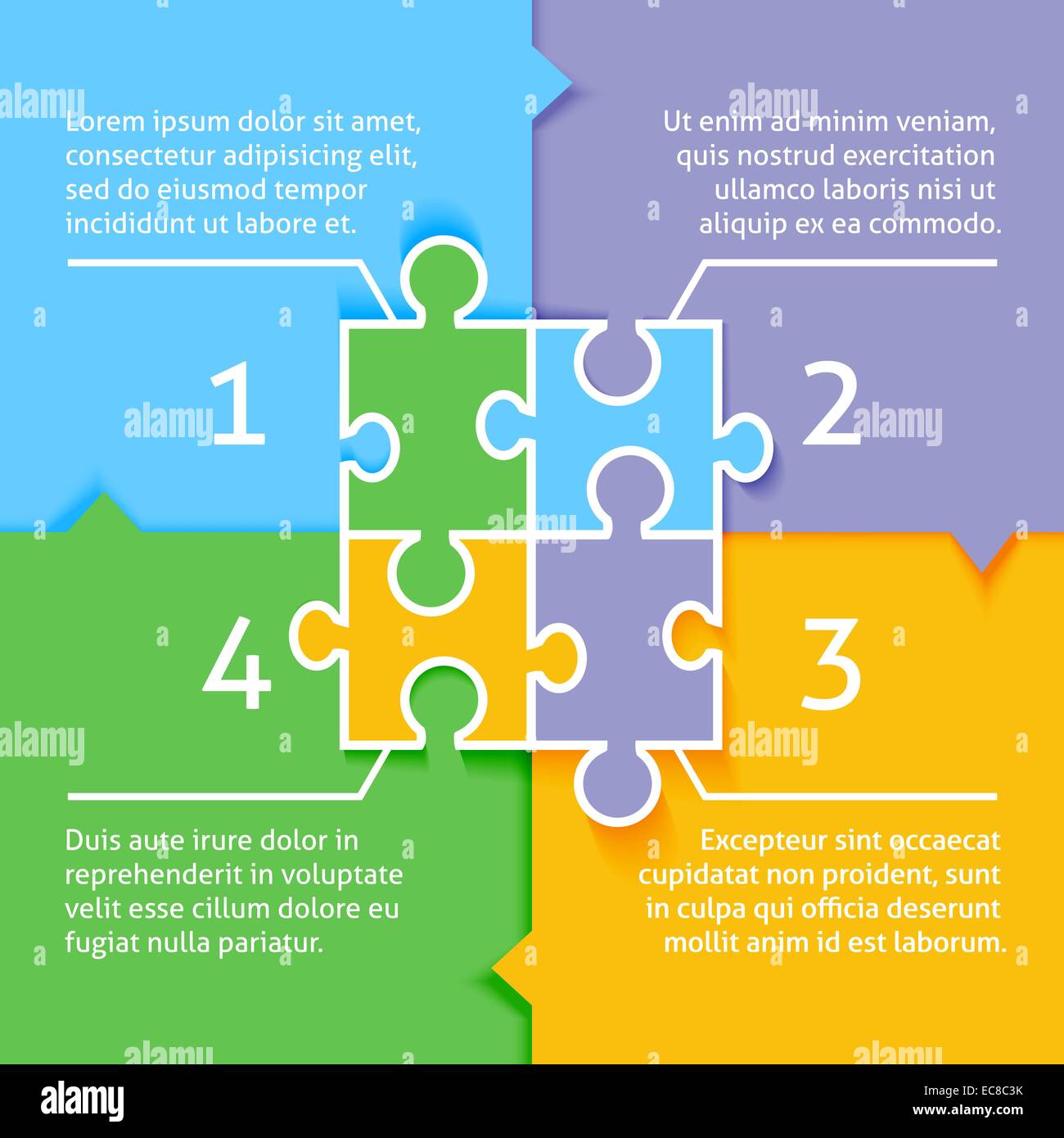 Jigsaw puzzle infographic background with option choices labels vector ...