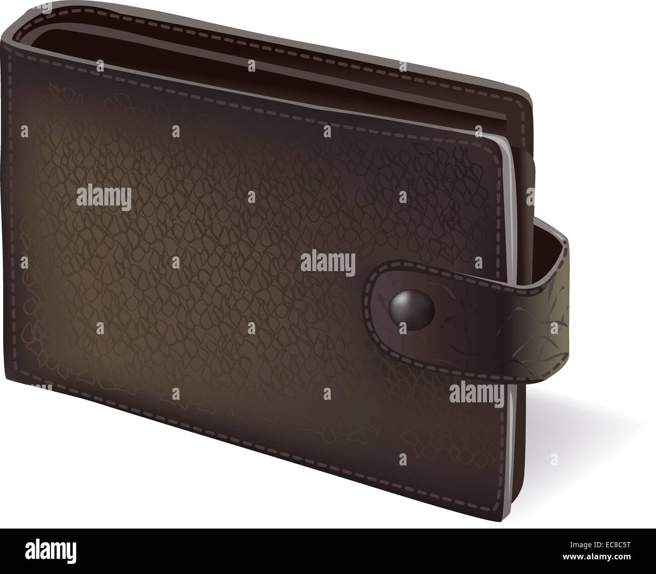 Classic modern black wallet purse with leather texture and stitches ...