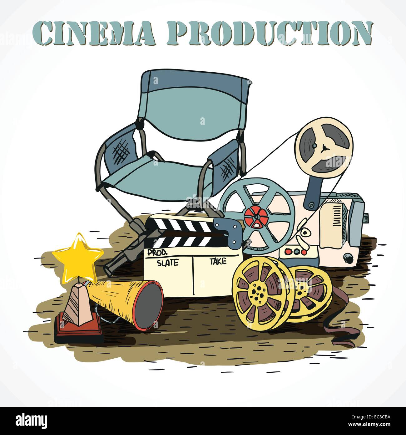 Doodles cinema movie video production poster template with director ...