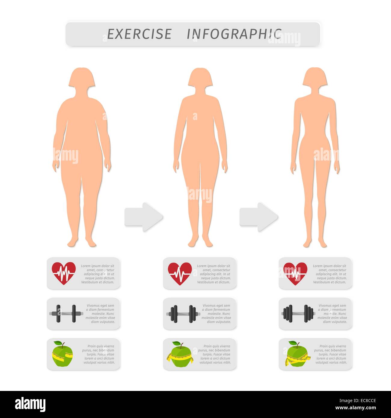 Fitness exercise progress infographic design elements set of heart rate ...
