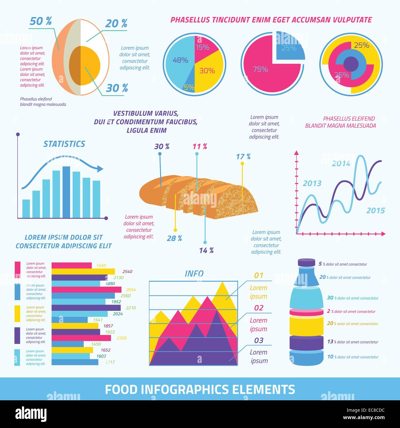 Food infographics flat design elements of agricultural charts and ...