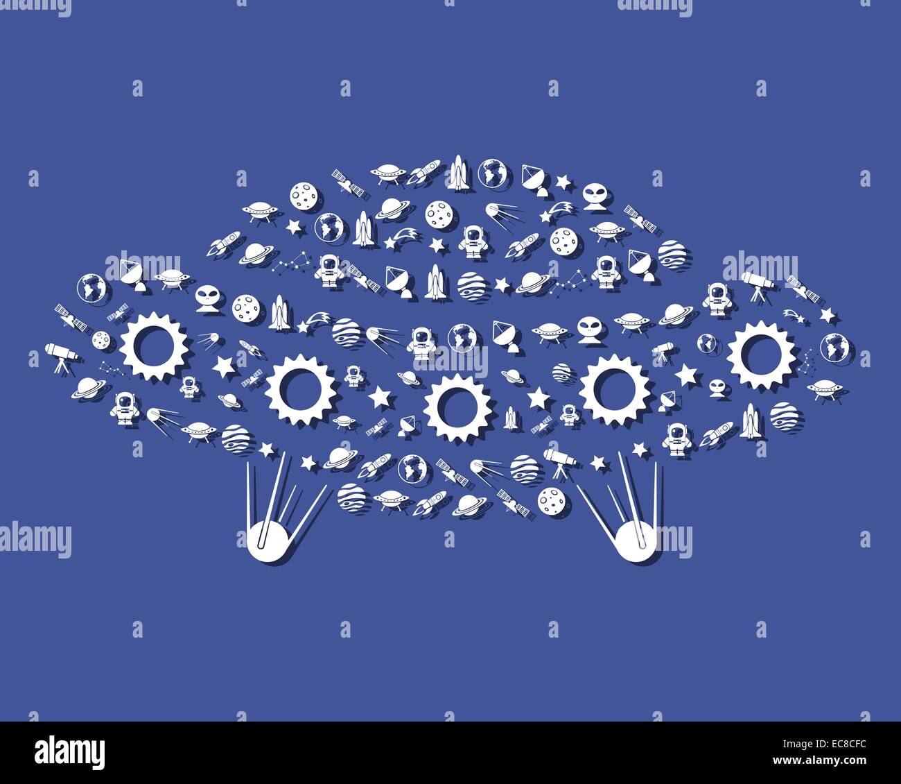 Ufo space ship flying saucer concept of astronomy icons isolated vector ...