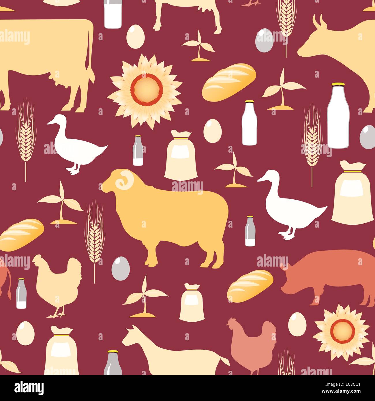 Farming natural organic agriculture livestock and harvest seamless ...