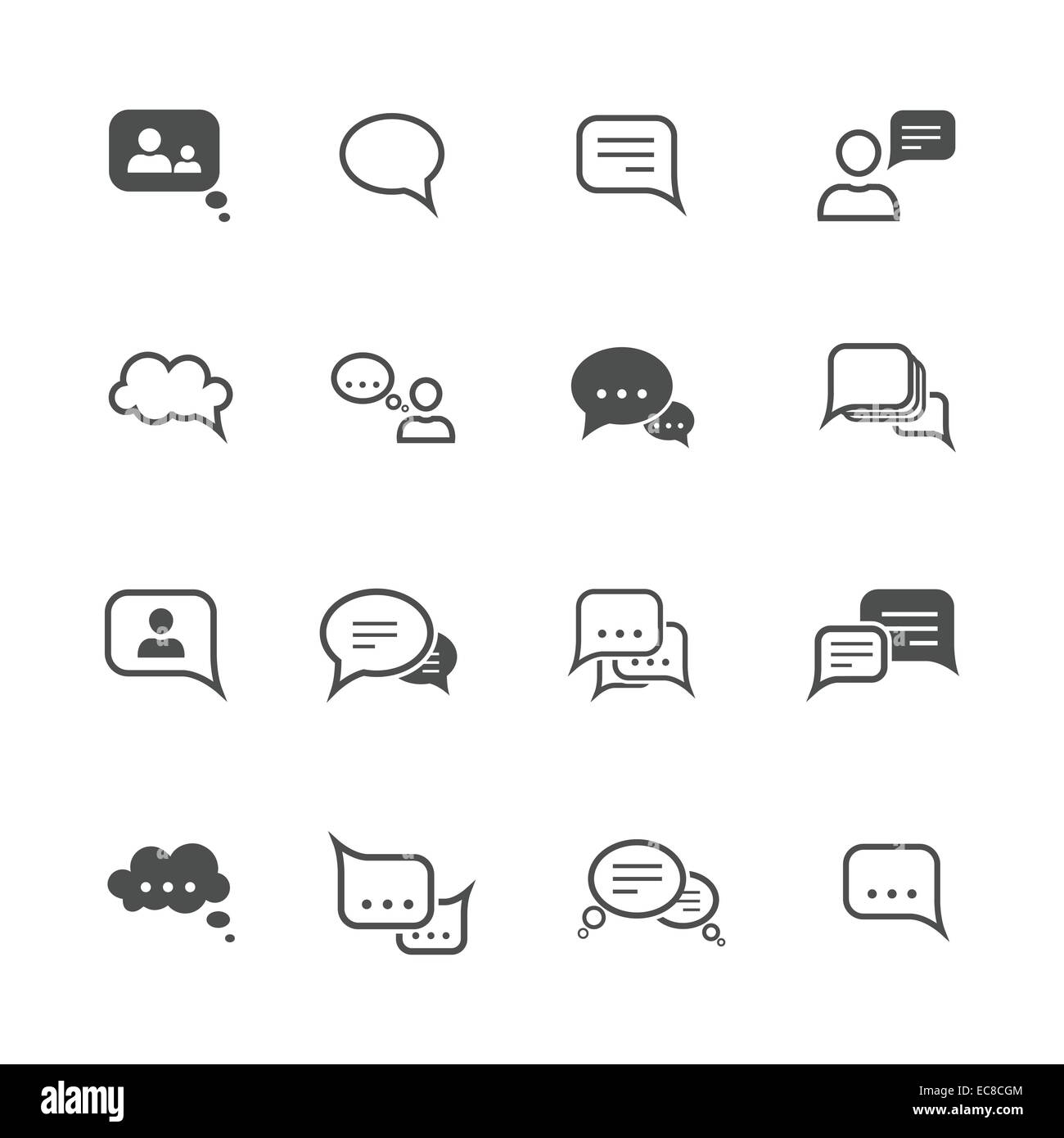 Chat message speech talk text bubble communication icons set isolated ...