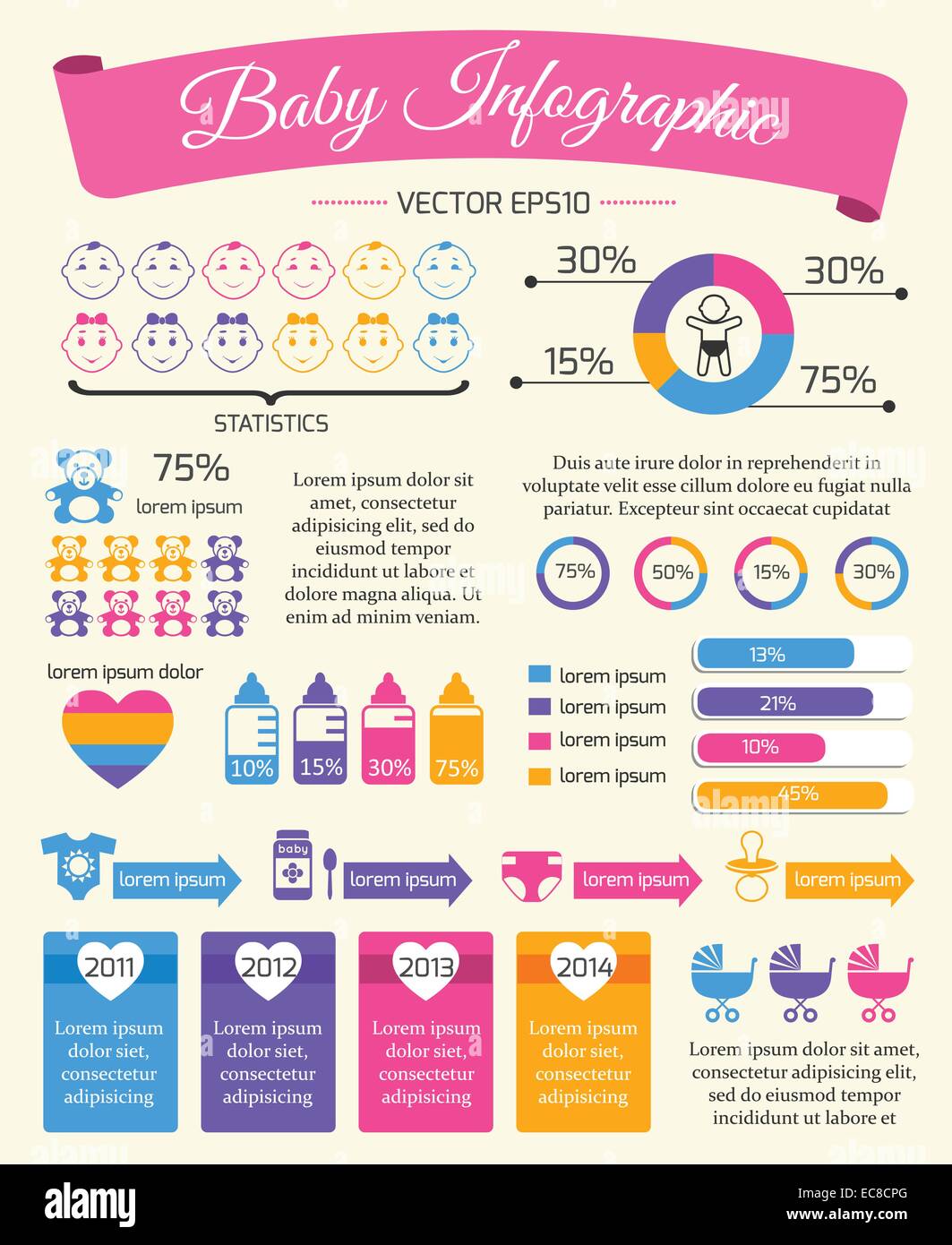 Baby child infographic presentation template with charts and newborn ...