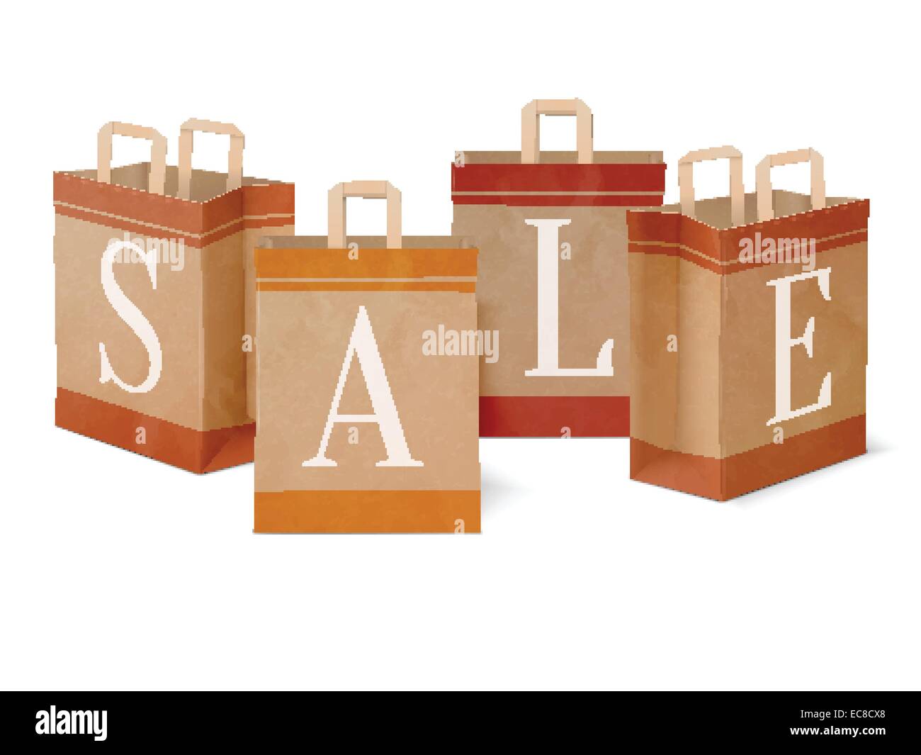 Set of sale discount retail paper shopping bags concept isolated vector ...