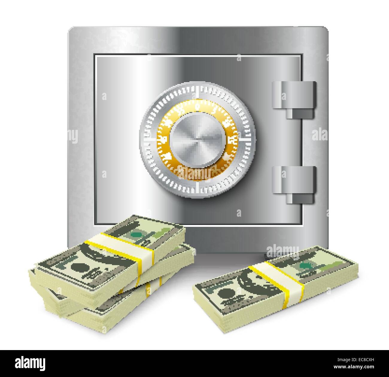 Realistic steel safe icon security concept with code lock and money ...