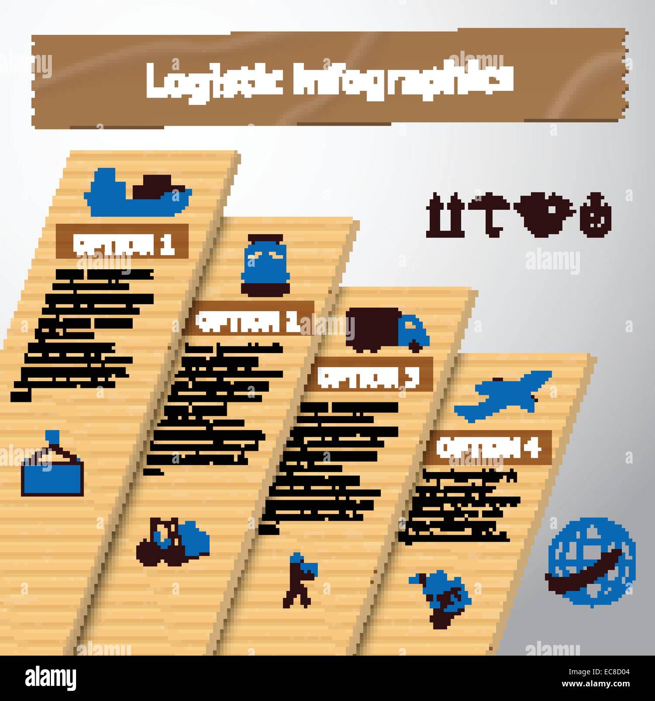 Logistic service cardboard infographics elements with transportation ...