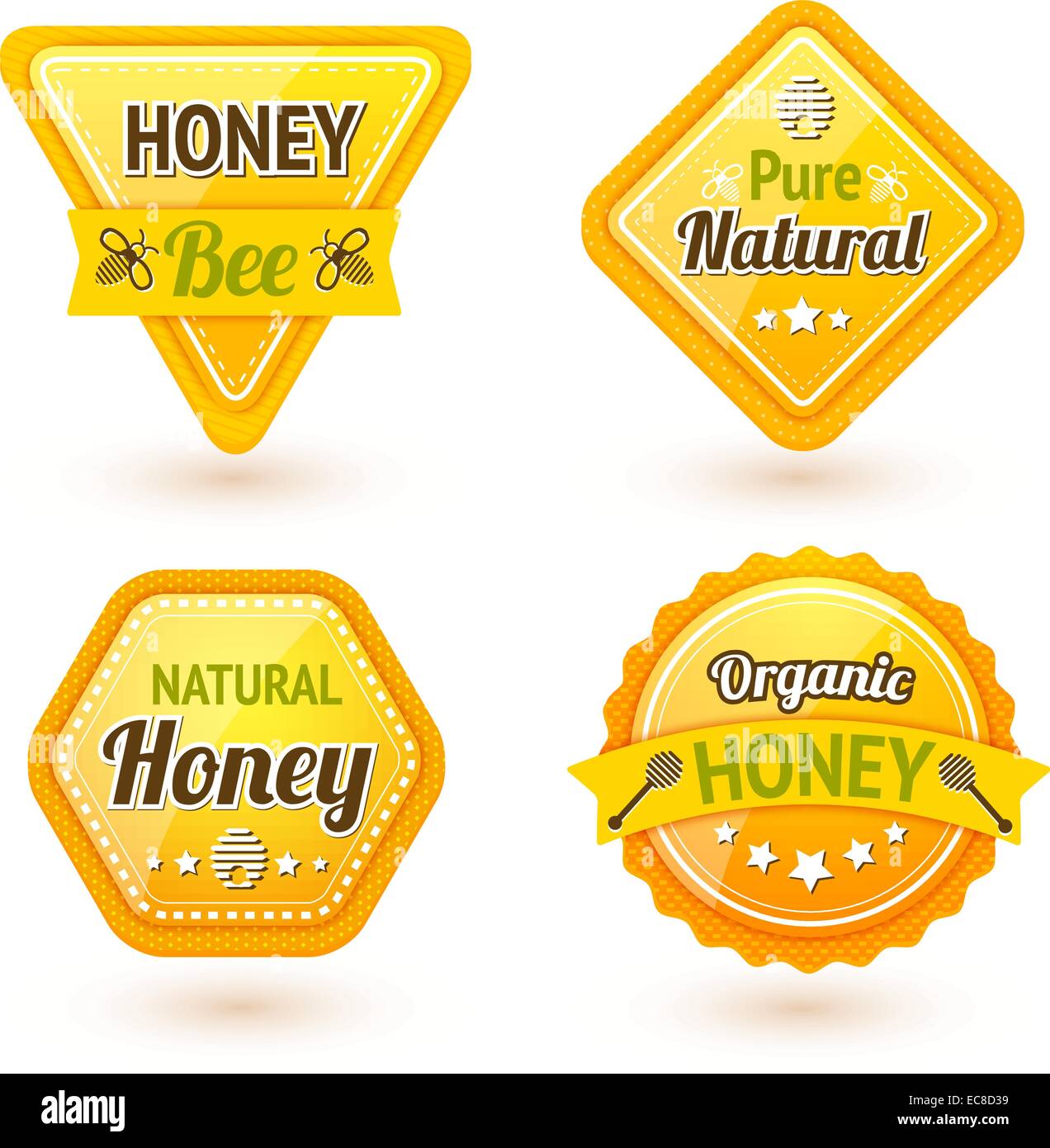 Set honey bee labels honey hi-res stock photography and images - Alamy
