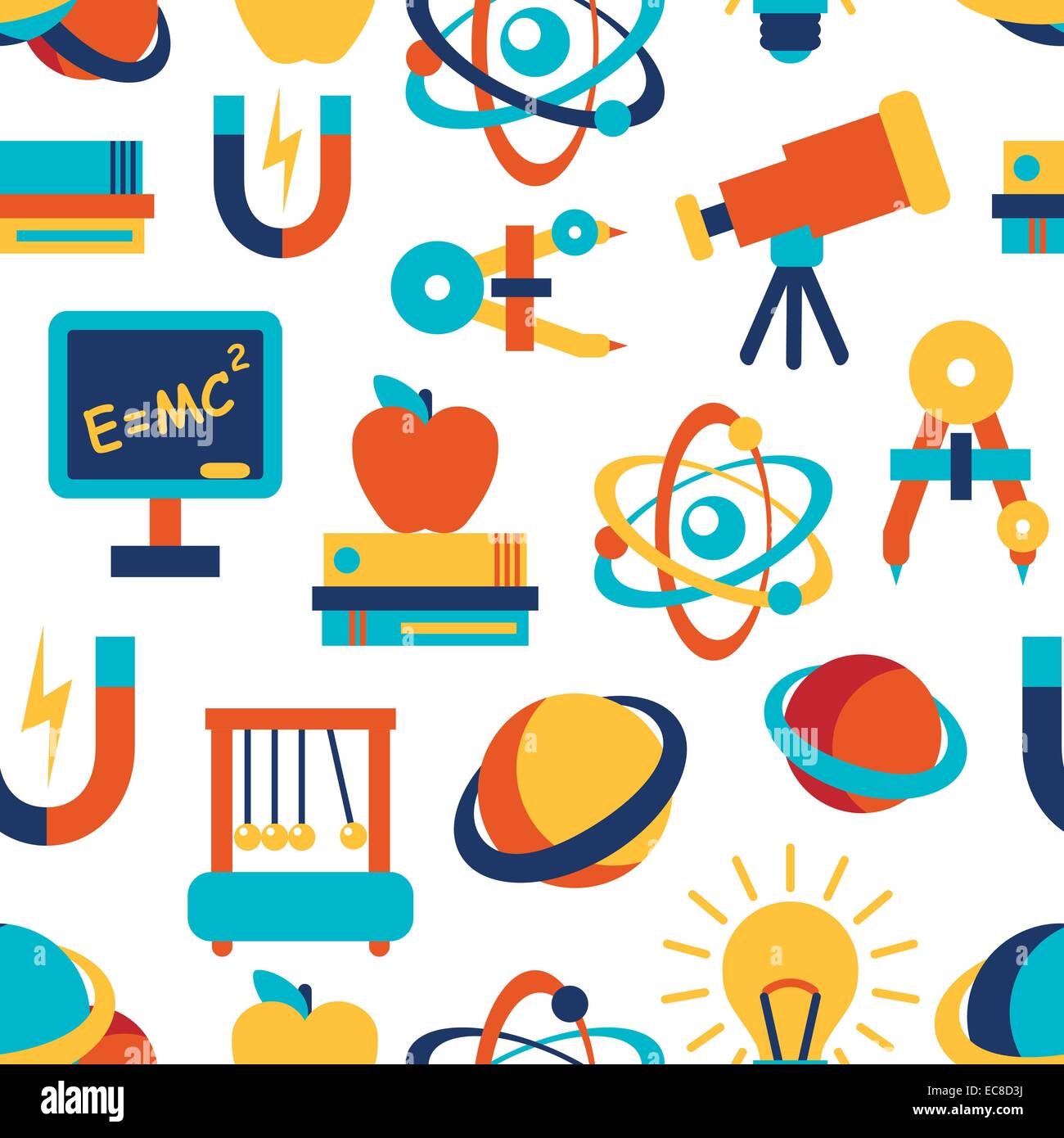 Physics equipment laboratory and education elements seamless background ...