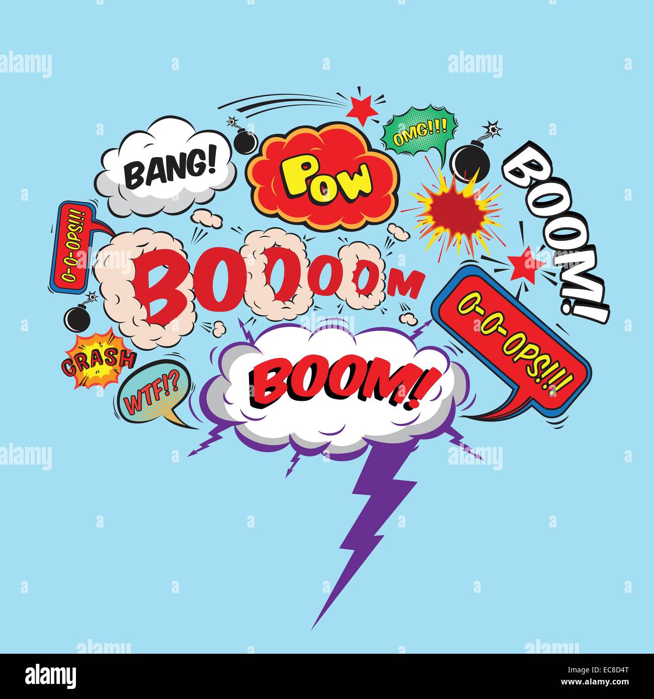Comic speech bubble design element boom splash bomb symbol vector ...