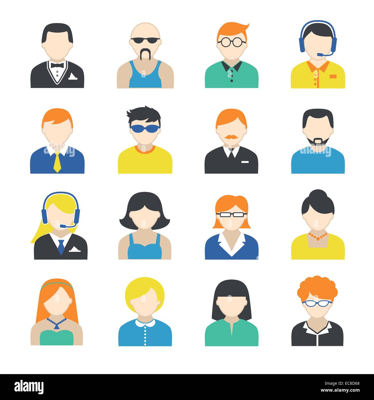 Avatar pictograms social networks users profile icons collection flat ...