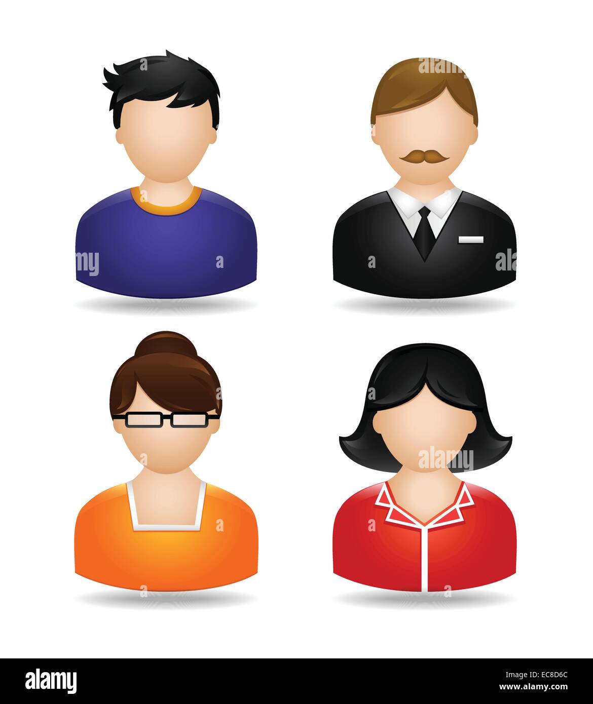 Avatar icons of male and female in casual work outfit and office ...