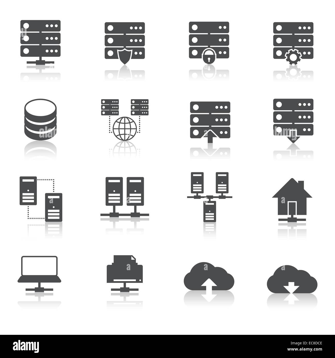 Online internet hosting technology pictograms set of network server ...