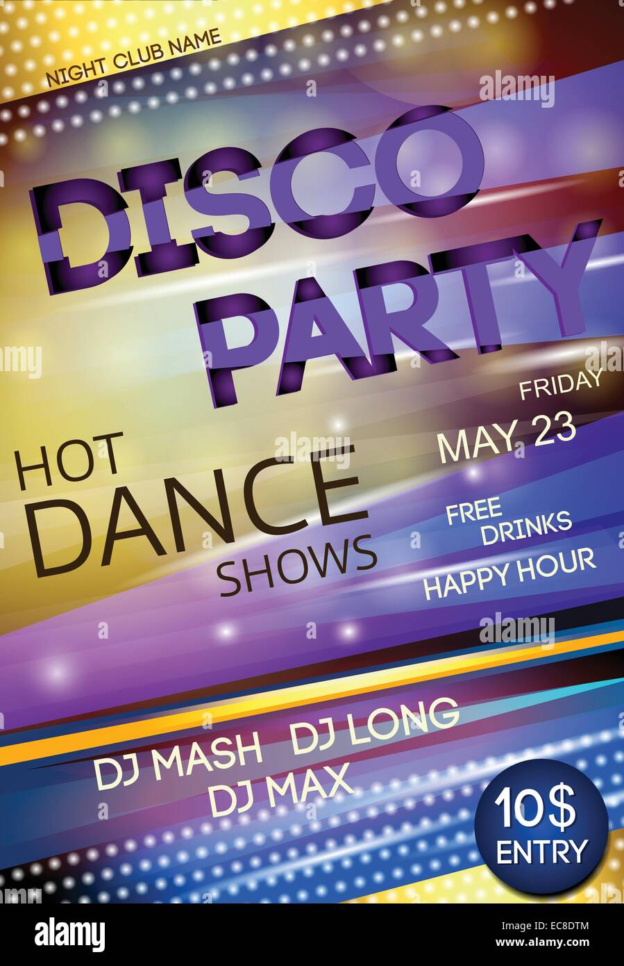 Nightclub disco dancing party advertising billboard event poster vector ...
