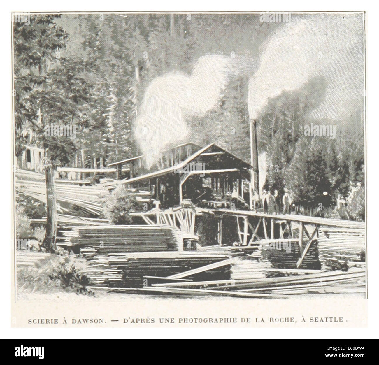 This 1899 photograph by Boillot shows the C380 Dawson sawmill, offering ...