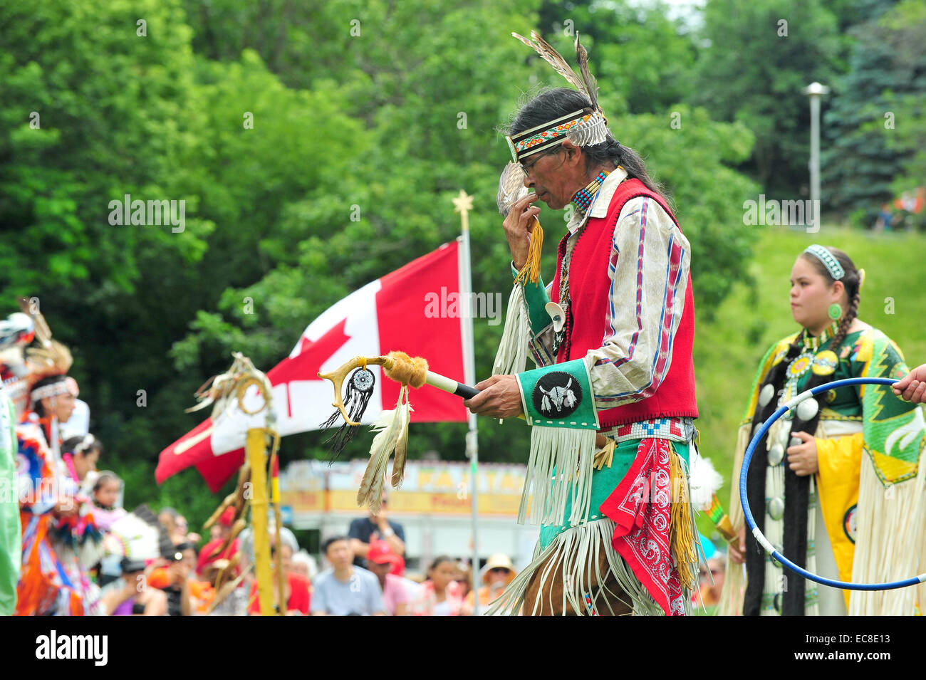 Indigenous Canadians participate in Canada Day celebrations held in a ...
