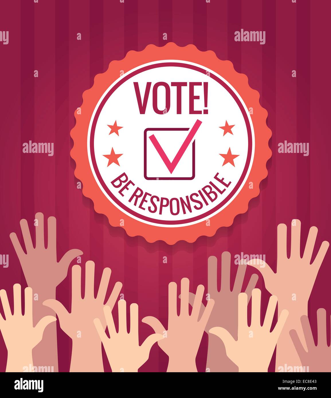 Elections and voting poster with hands and ballot check badge vector ...