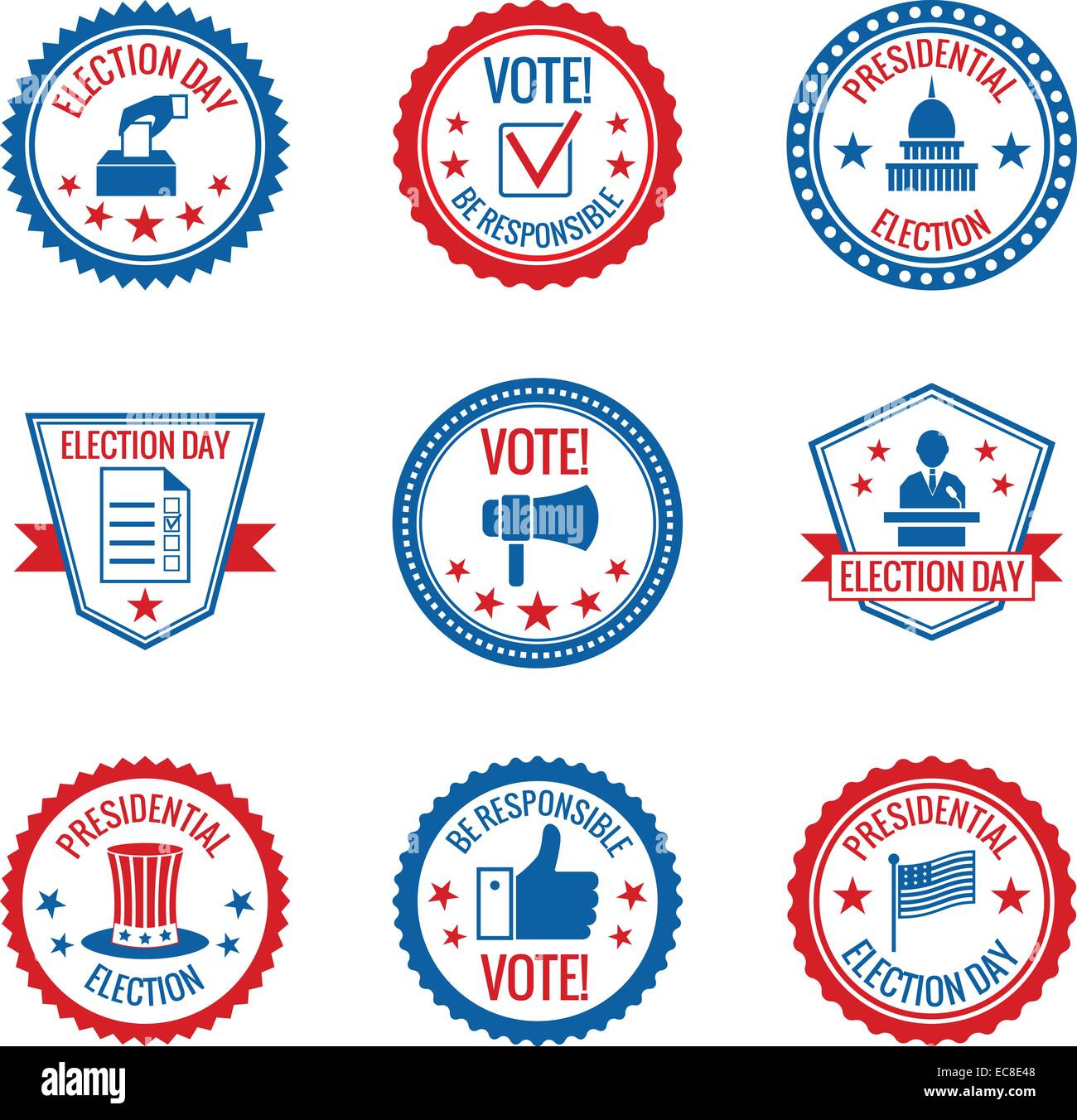 Government and presidential elections and voting labels set with ...