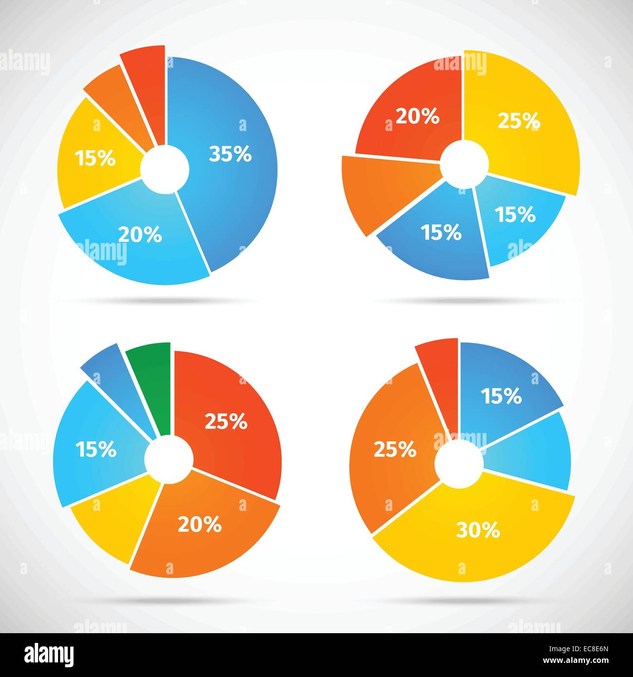 Colored flat pie chart set template with isolated sectors vector illustration Stock Vector Image ...