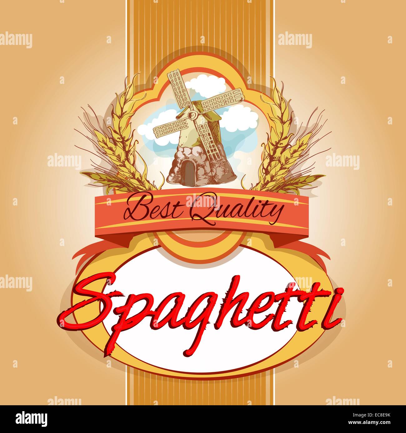 Best quality delicious wheat grain spaghetti pasta pack label with ...