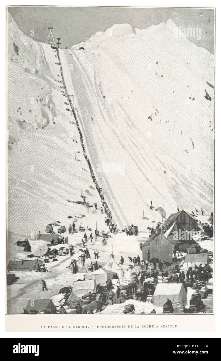 An 1899 photograph by Boillot of the Chilkoot Pass, one of the most ...