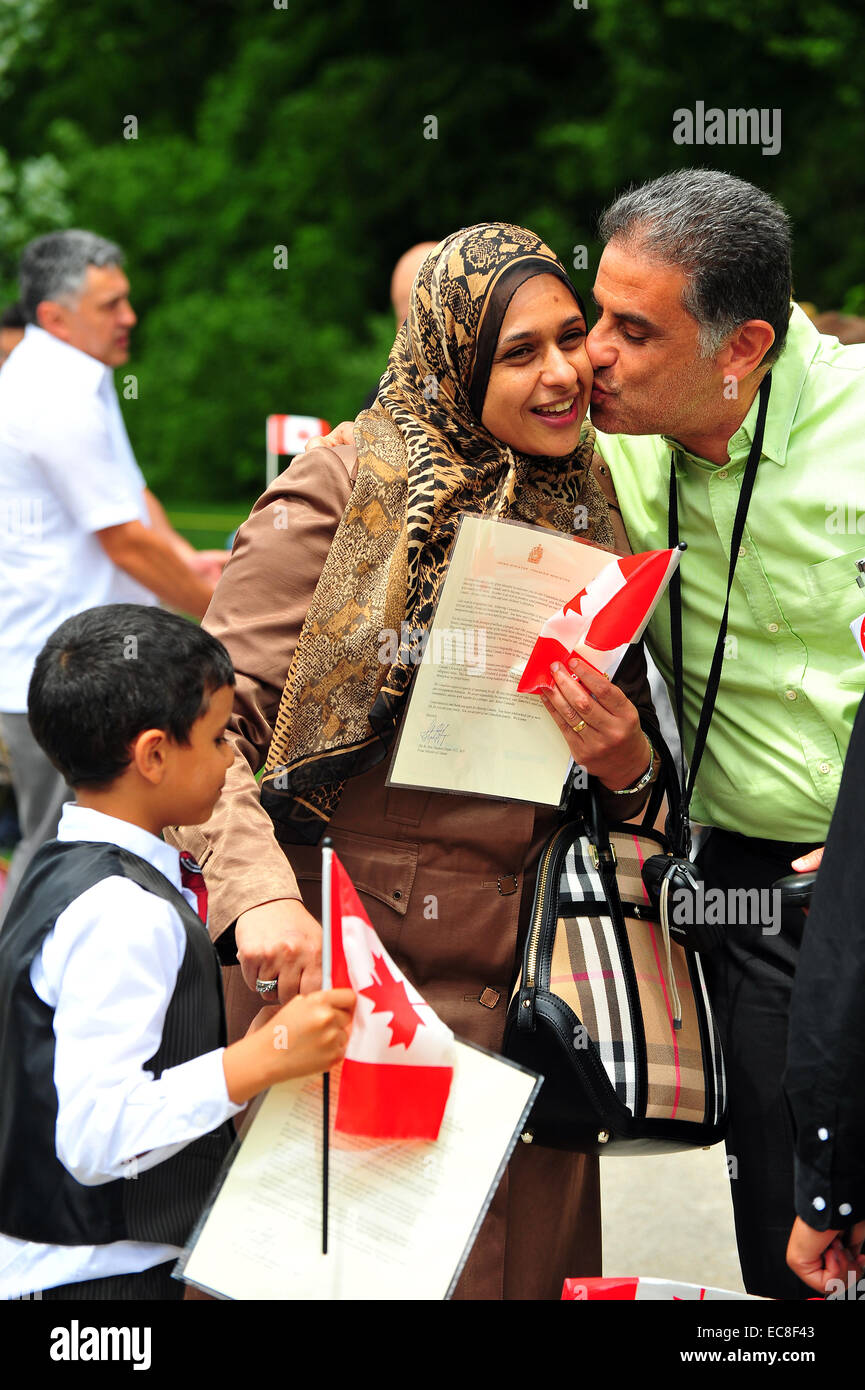 A Canadian family celebrating Canada Day after a Canadian citizenship ...