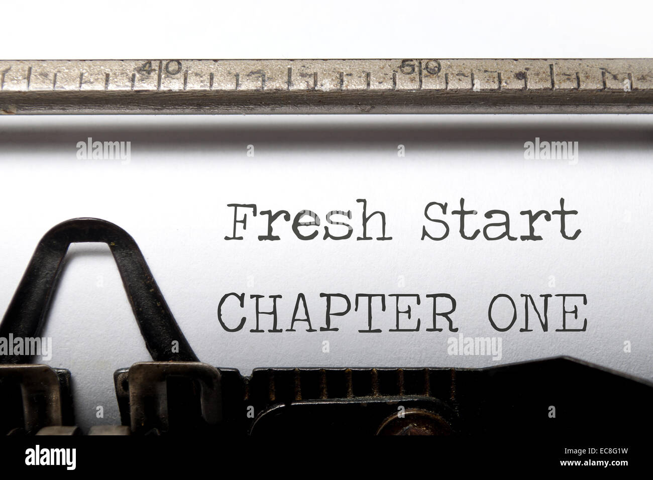 Fresh start chapter one printed on an old typewriter Stock Photo - Alamy
