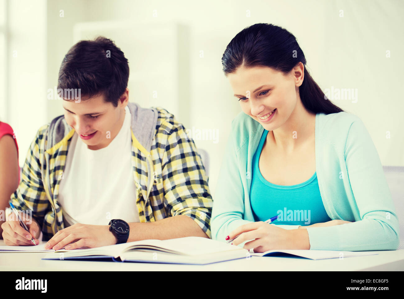 students with textbooks and books at school Stock Photo - Alamy