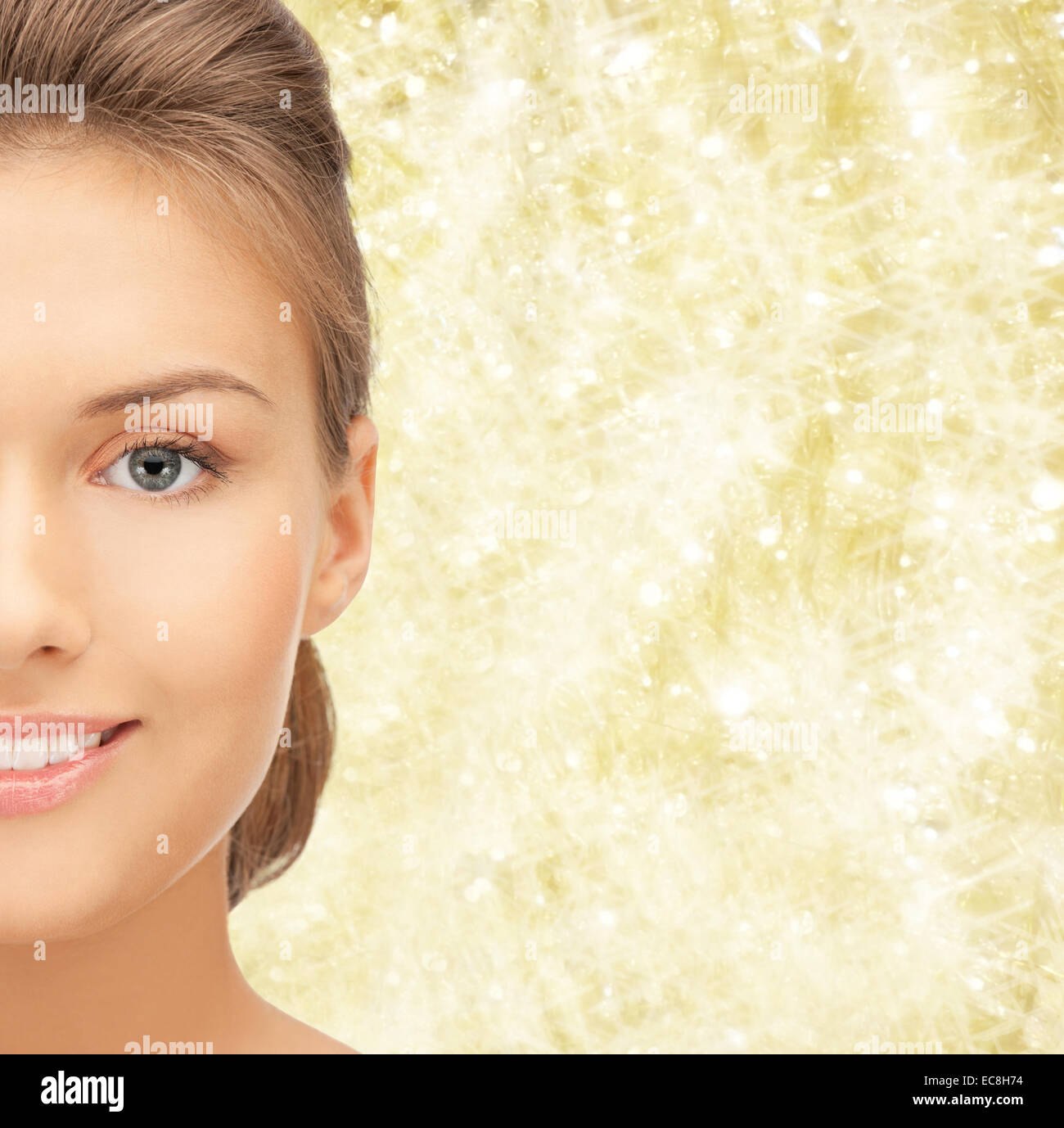 beautiful young woman half face Stock Photo - Alamy
