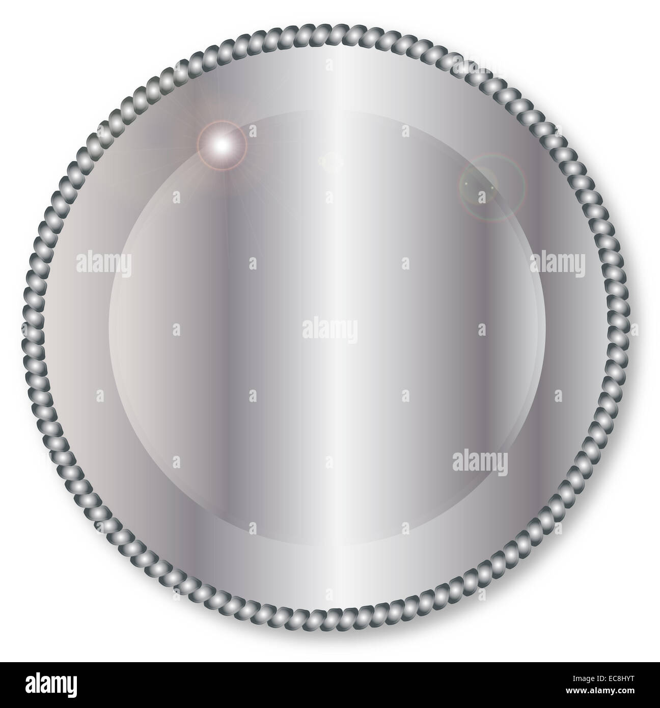 A Round silver plate over a white background Stock Photo - Alamy
