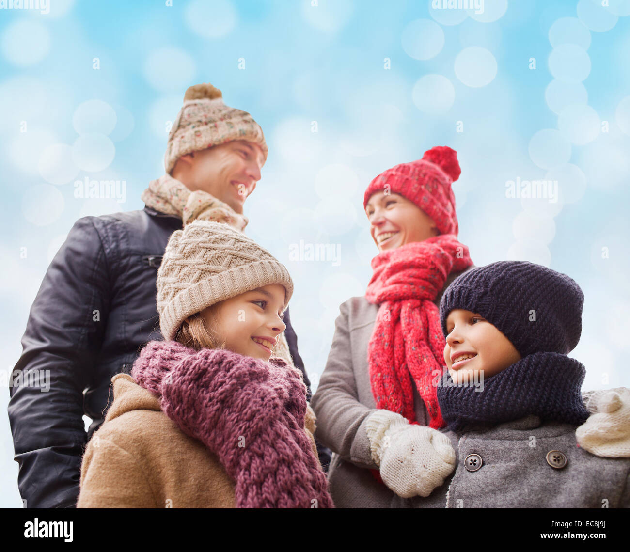 happy family in winter clothes outdoors Stock Photo - Alamy