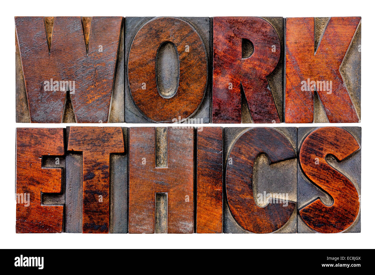 work ethics word abstract in vintage letterpress wood type blocks with ...