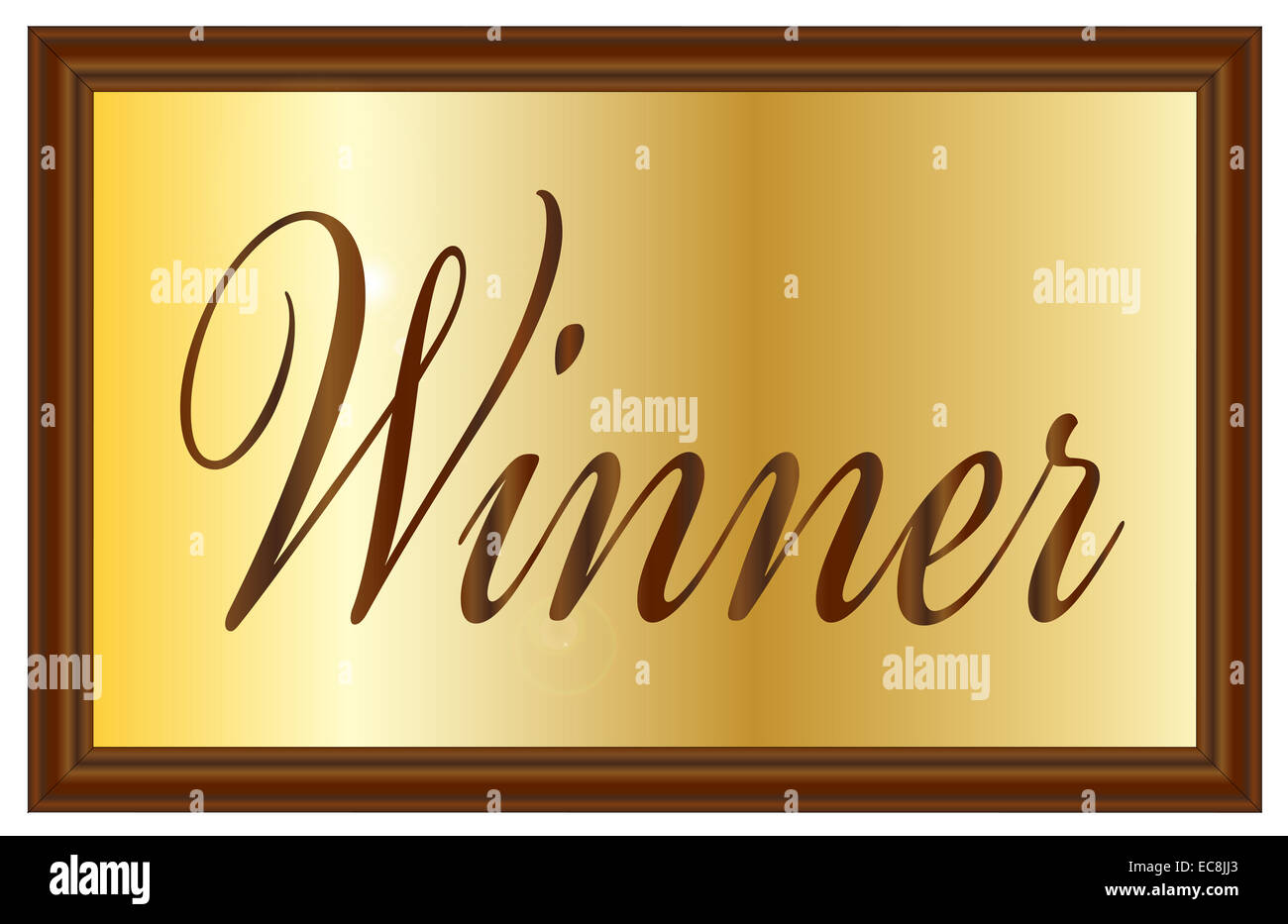 A brass award plaque or sign with wooden surround and the text Winner ...