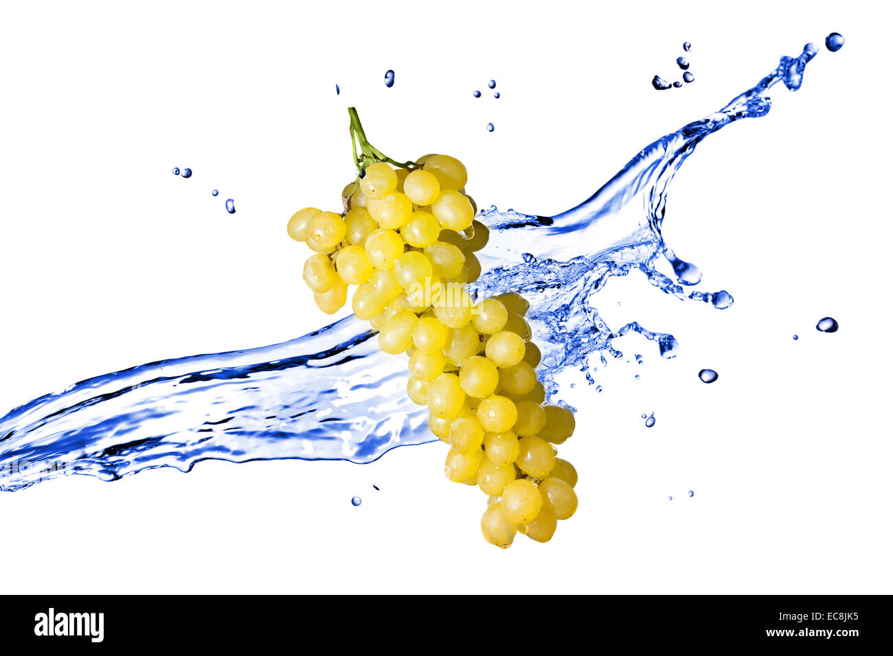 yellow grape with water splash isolated on white Stock Photo - Alamy