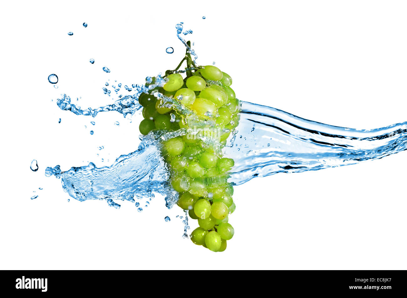 green grape with water splash isolated on white Stock Photo - Alamy